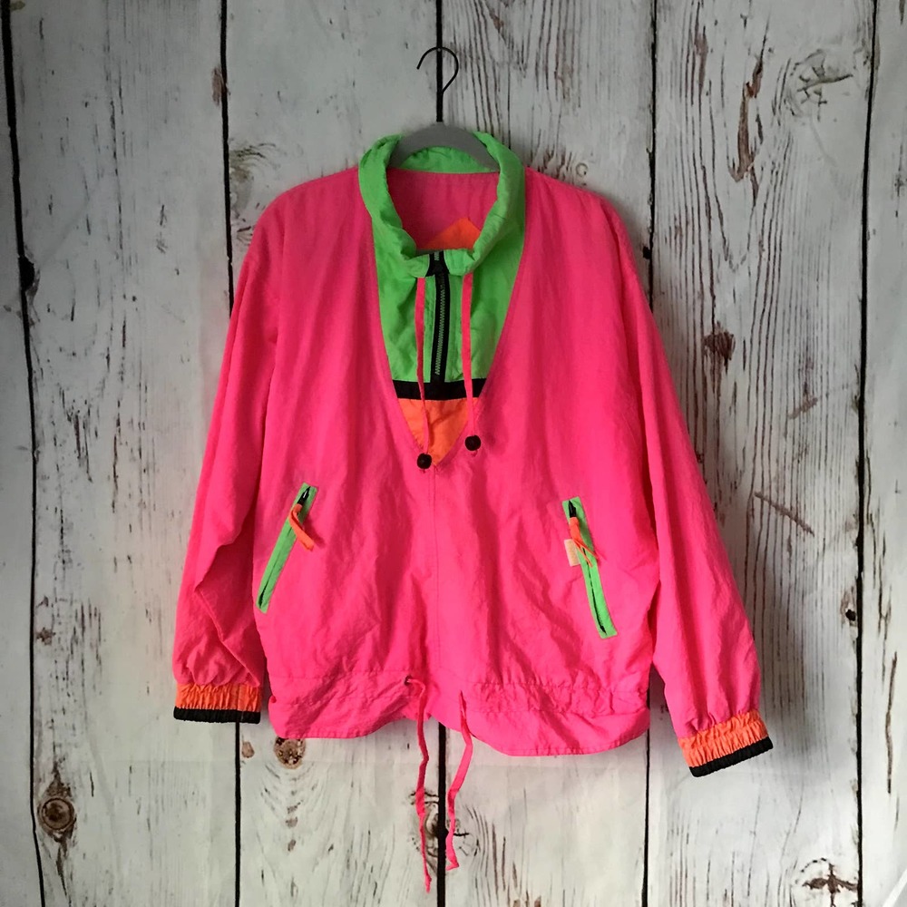 Vintage Izzi Neon Long Retro Oversize 80's Style Quar… - Gem